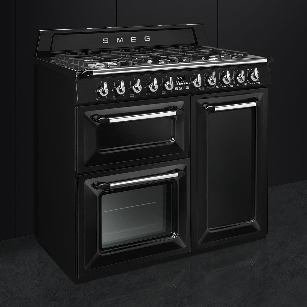 Cocina Victoria Smeg TR103BL Negra de 100 cm, Encimera de Gas y 3 ...