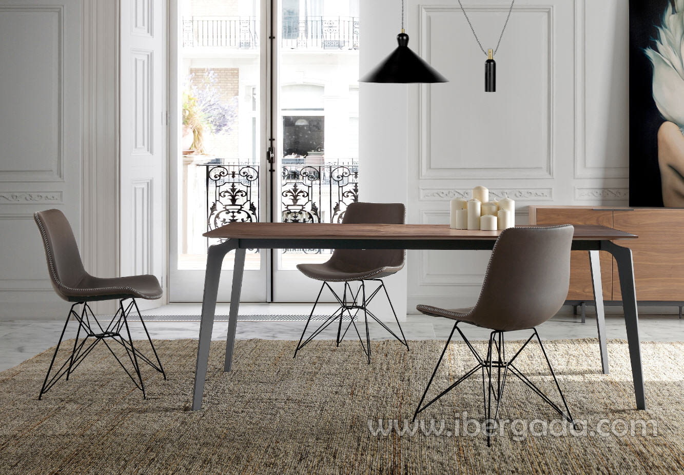 Mesa de Comedor Zeus Nogal/Negro (180x90)