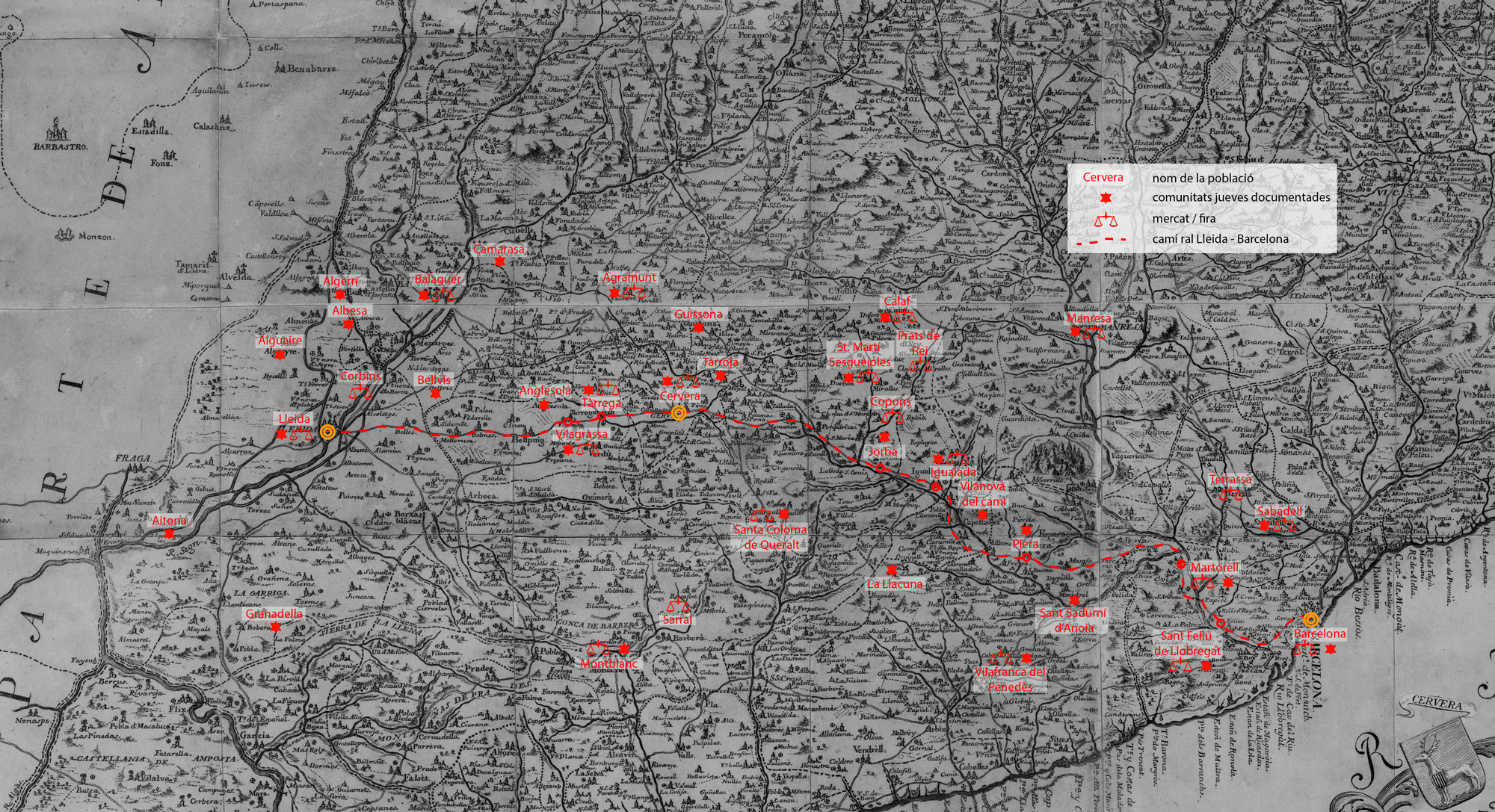 Mapa de comunidades judías en Cervera | Museo Comarcal de Cervera